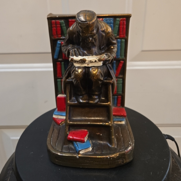 Art | Vintage Bronze Bookend With Red And Blue Accents | Poshmark